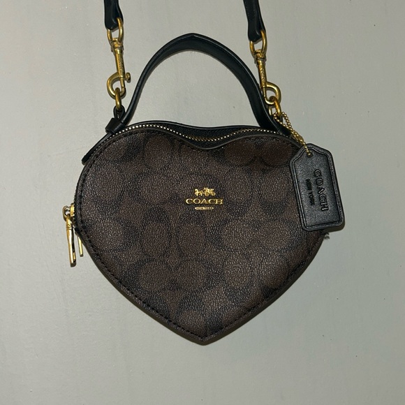 Coach | Bags | Heart Shaped Coach Purse Dark Brown | Poshmark
